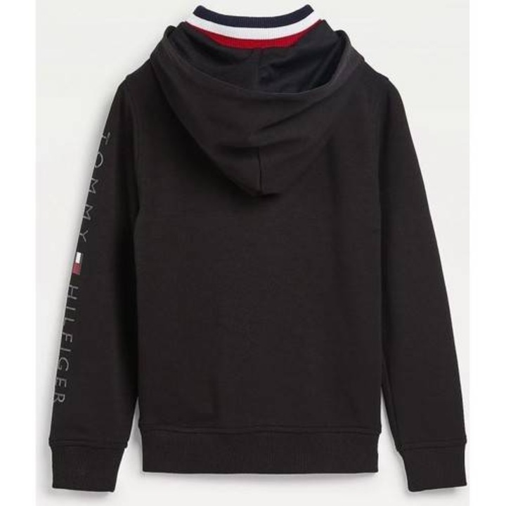 Hanorac copii, Tommy Hilfiger, Bumbac/Poliester, Negru, Marimea 164 cm ...