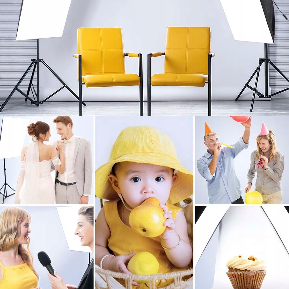 Set profesional de 2 lumini de studio, GearPro, 105W, 50 X 70 cm, Negru ...