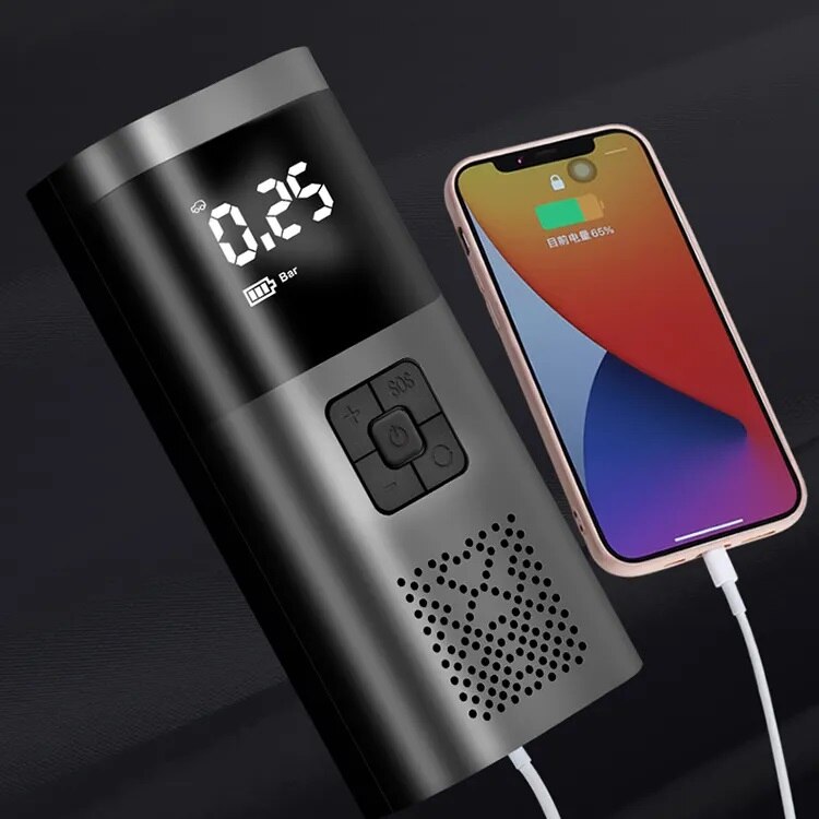 Pompa de aer multifunctionala portabila, 6000mAh, 150 PSI afisaj LCD ...