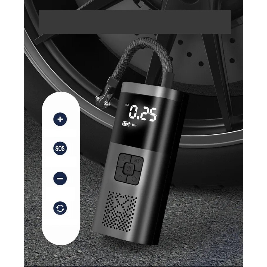 Pompa de aer multifunctionala portabila, 6000mAh, 150 PSI afisaj LCD ...