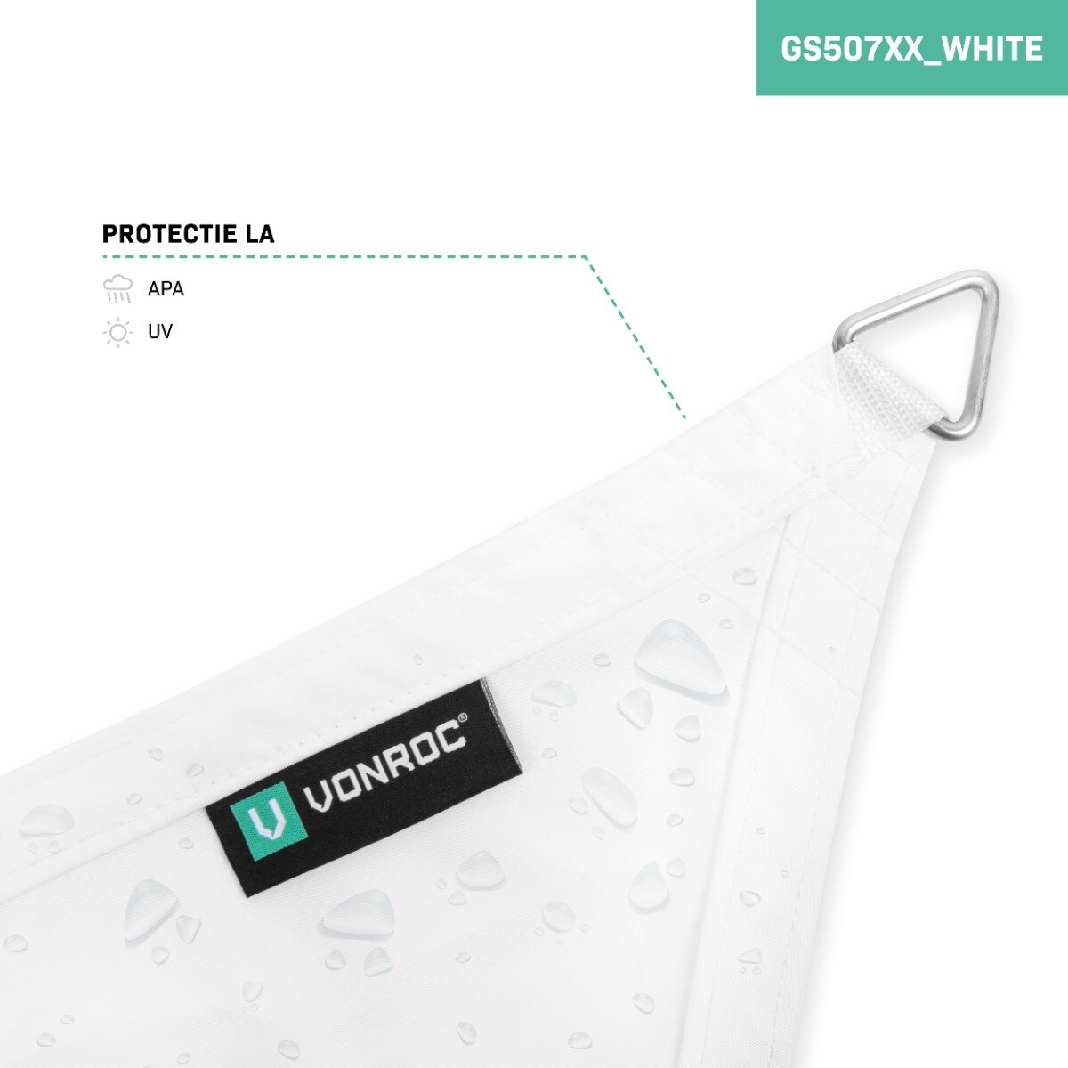 Copertina dreptunghiulara VONROC, GS507XX_WHITE, alba, 400x300cm ...