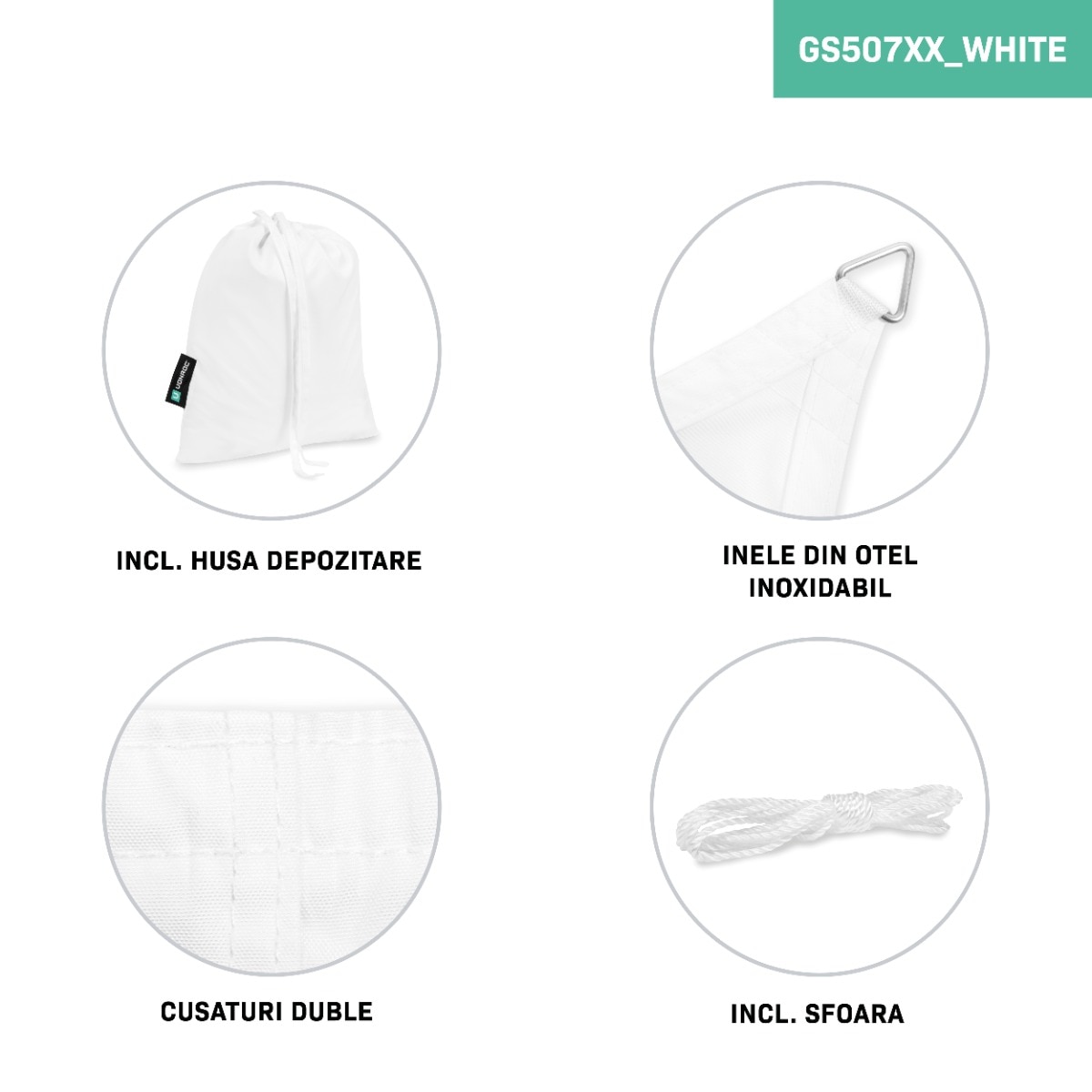 Copertina dreptunghiulara VONROC, GS507XX_WHITE, alba, 400x300cm ...