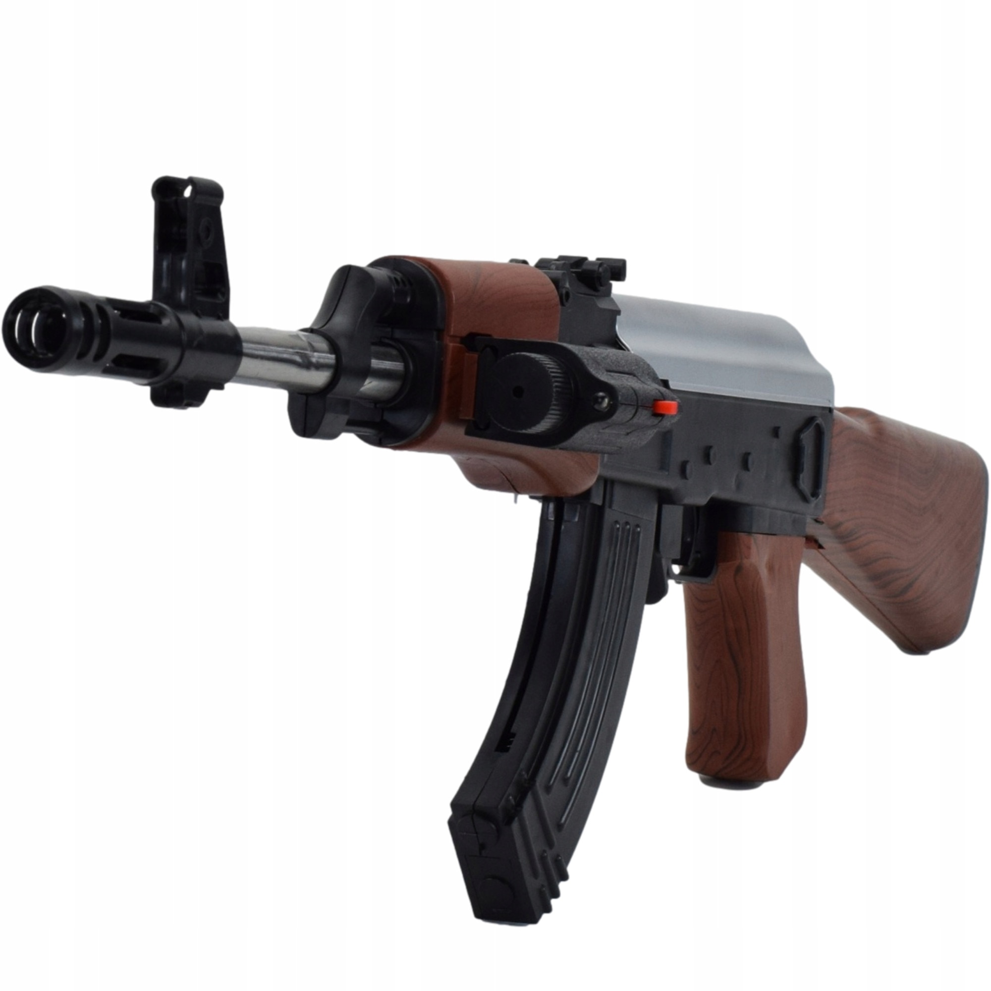 Pusca cu glont de jucarie, plastic, AK47, laser, lanterna, negru/maro ...