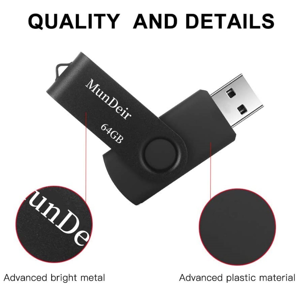 Stick de memorie USB, MunDeir®, Metal, 64 GB, Negru - eMAG.ro