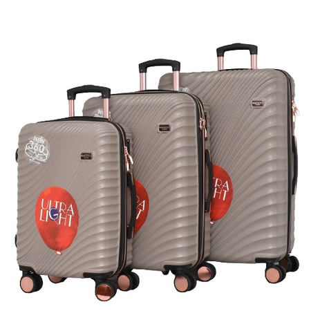 Комплект Куфари Perfect line ABS 8131, 77/50/30 см, Разширител, Бежови, 3 броя - eMAG.bg