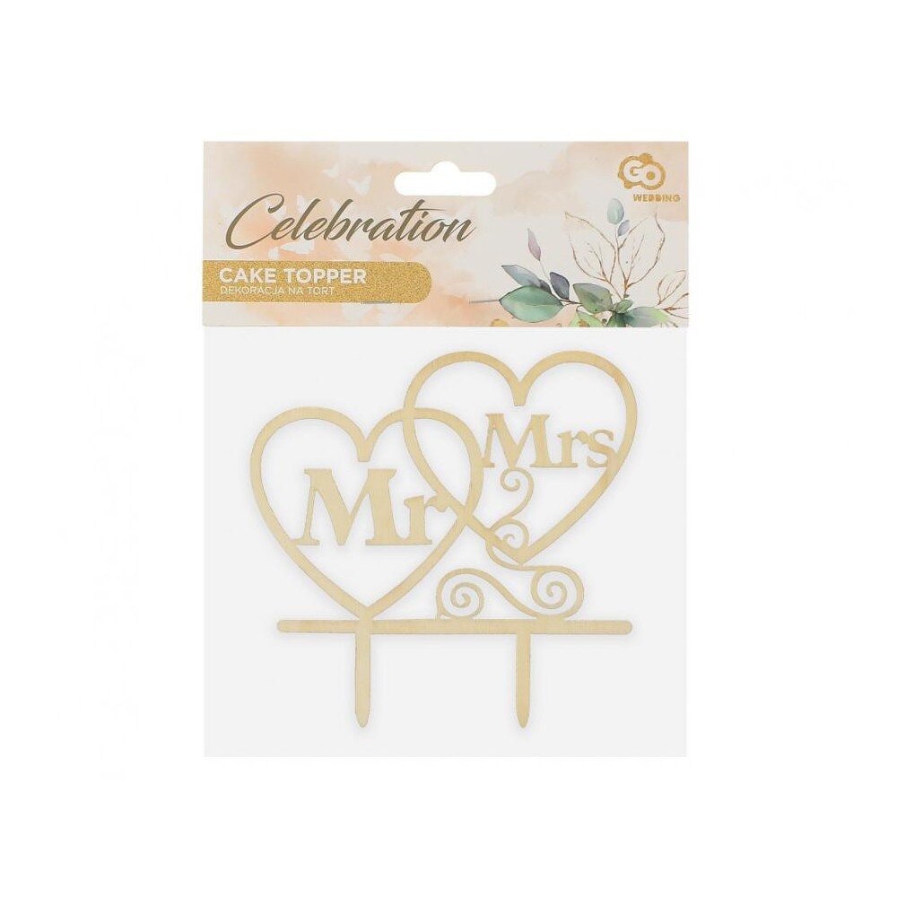 Topper pentru tort mr&mrs, din lemn - eMAG.ro