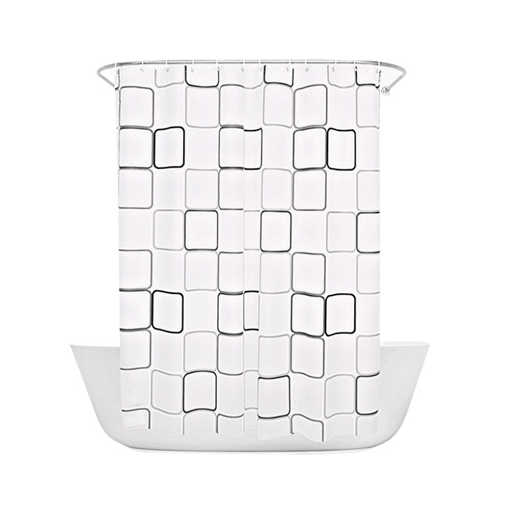 Perdea de dus, PVC, 180x180 cm, patrat - eMAG.ro