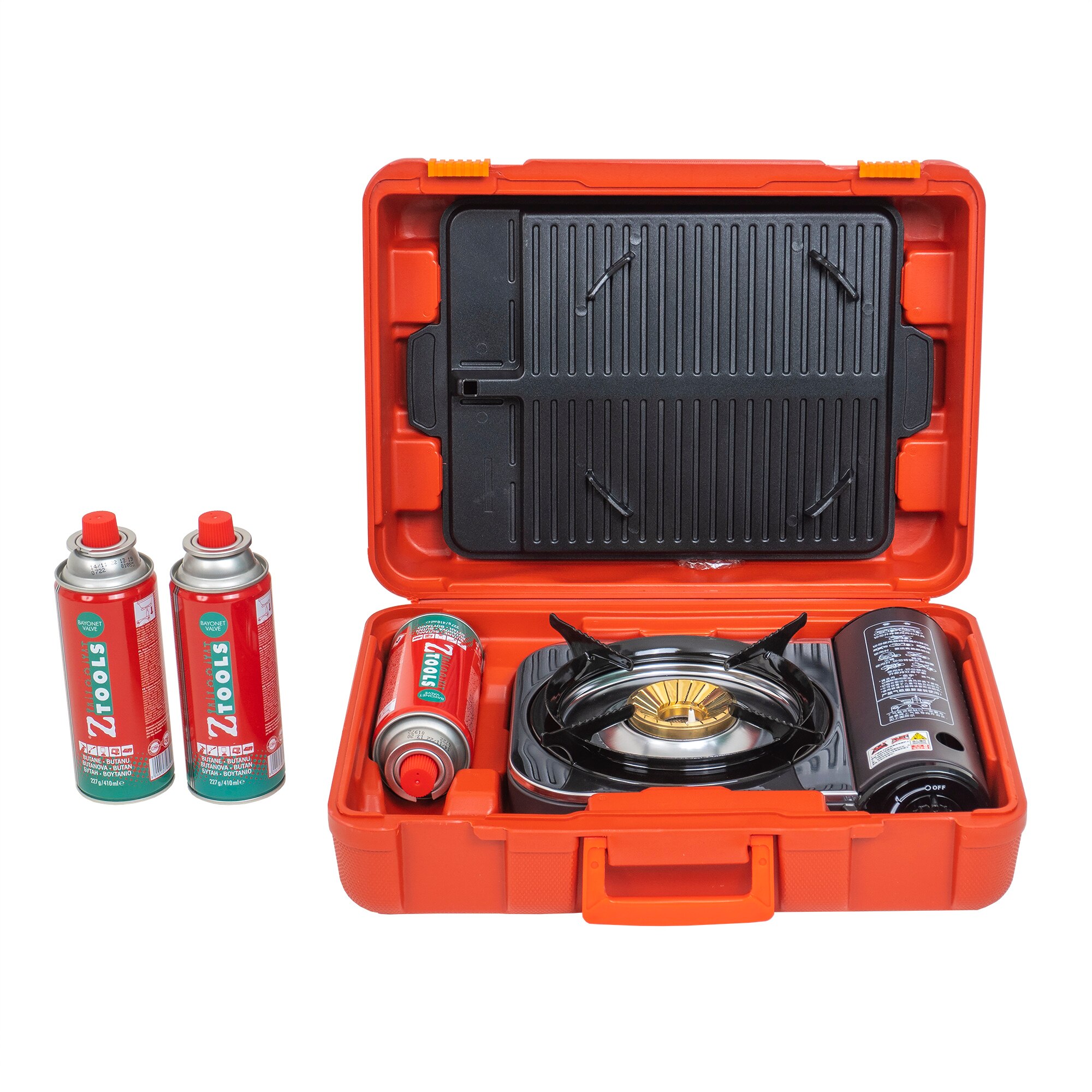 Pachet aragaz camping, din inox, putere 2.3Kw aprindere electrica, cu ...