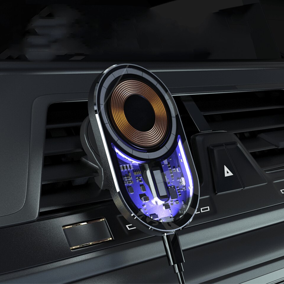 Incarcator Auto Magnetic iFan, 15W Wireless QI Oval din aliaj de ...