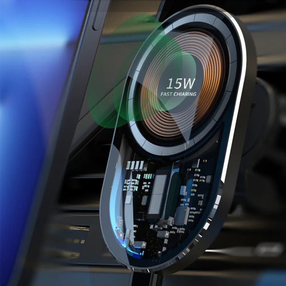 Incarcator Auto Magnetic iFan, 15W Wireless QI Oval din aliaj de ...