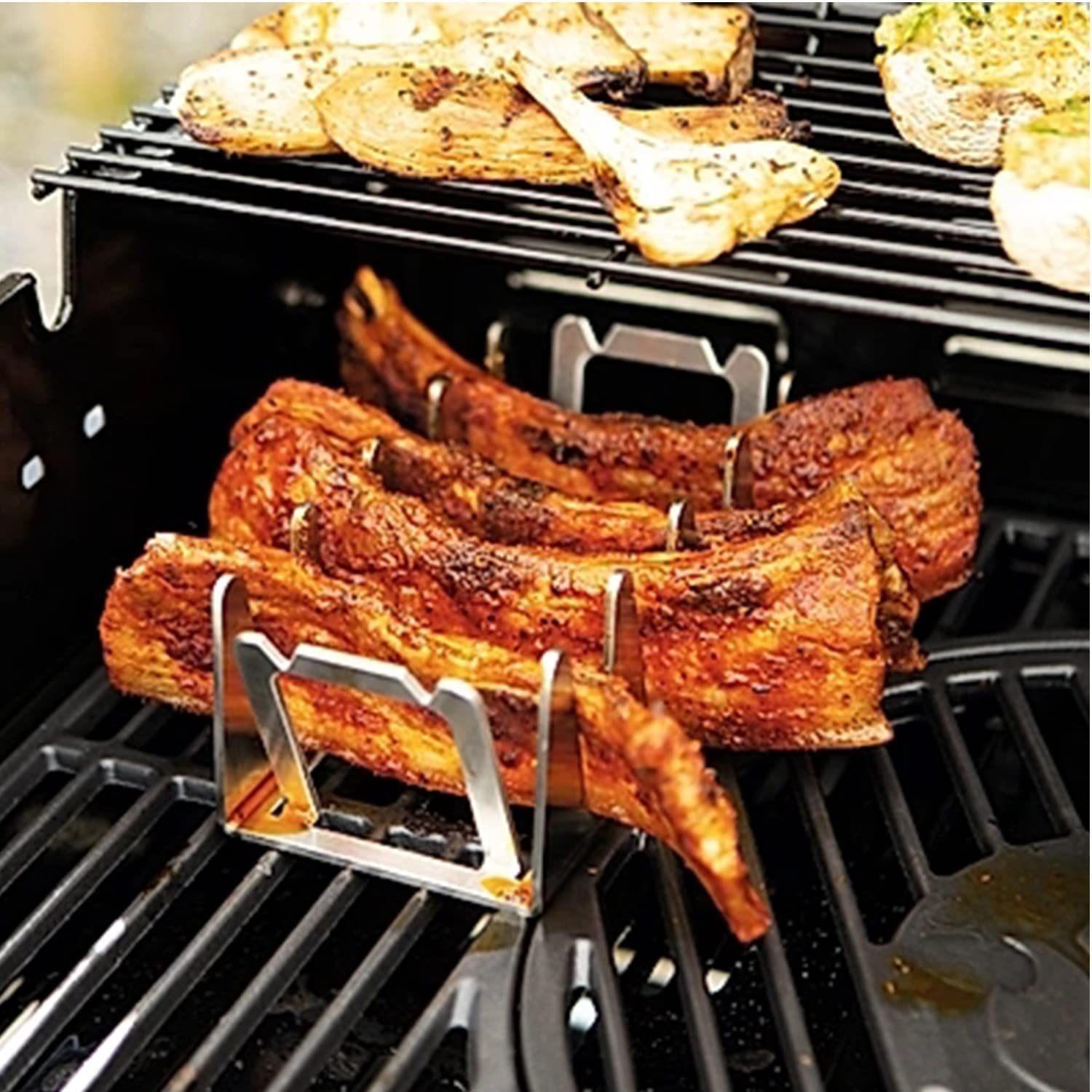 Подставка за грил MunDeir, Неръждаема стомана, Сребрист - eMAG.bg