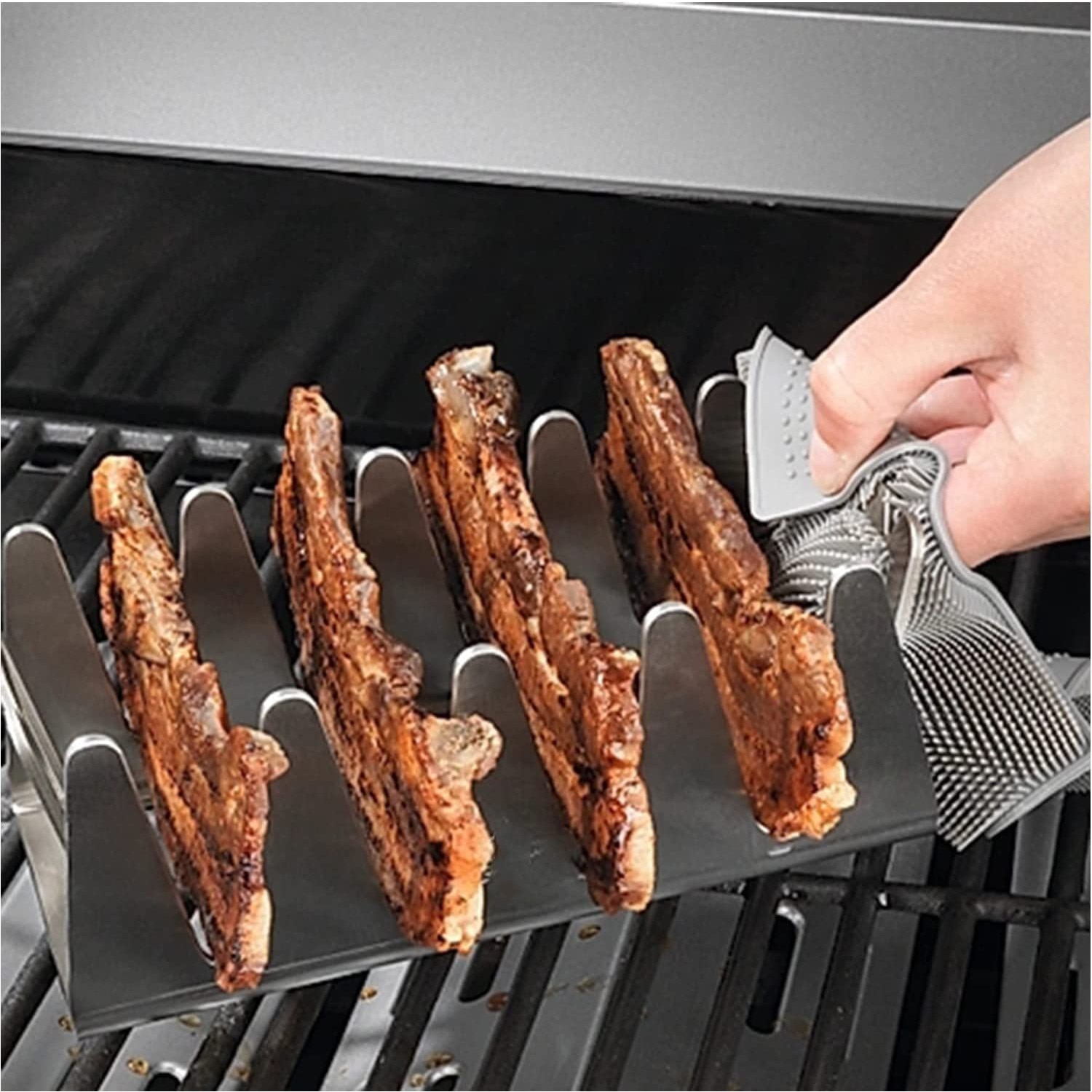 Подставка за грил MunDeir, Неръждаема стомана, Сребрист - eMAG.bg