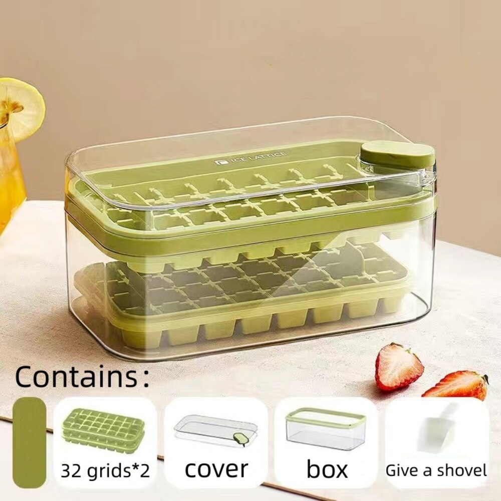 Forma blocuri de gheata, MunDeir®, Silicon, 64 de grile, Verde - eMAG.ro