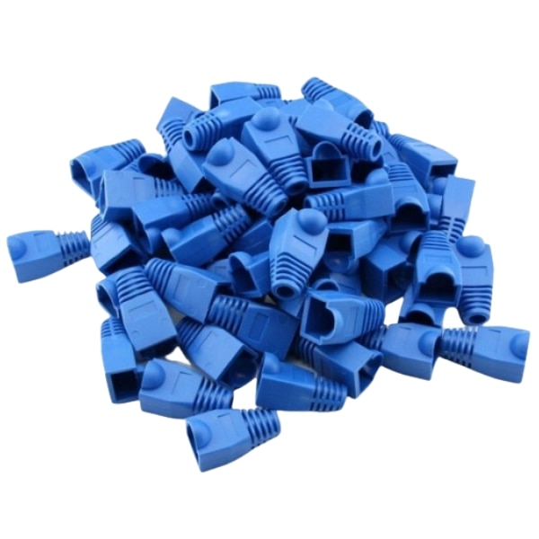 Set 100 bucati manson de protectie albastru pentru mufa UTP, retea RJ45 ...