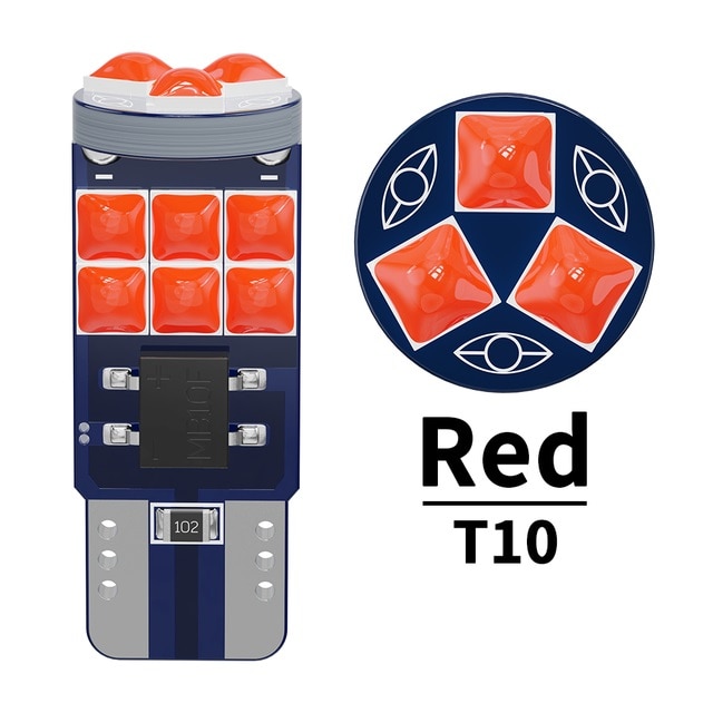 Bec auto T10 PCB cu 15 led-uri 3030 si canbus rosu - eMAG.ro