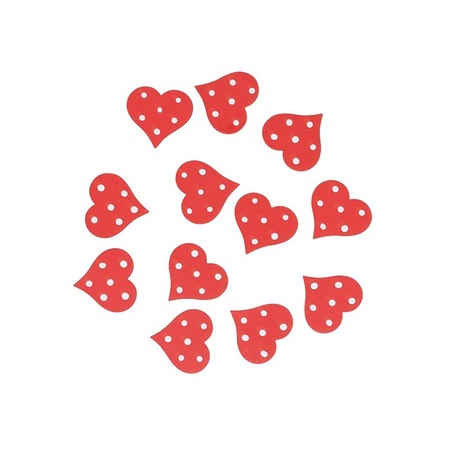 Set 12 inimioare rosii pestrite din lemn, autoadezive, 3 cm - eMAG.ro