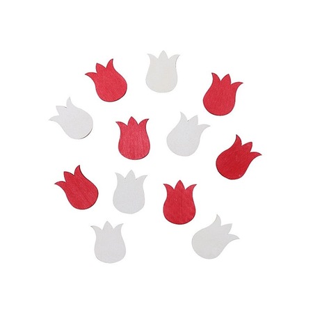 Set 12 lalele rosii si albe din lemn, 4 cm - eMAG.ro