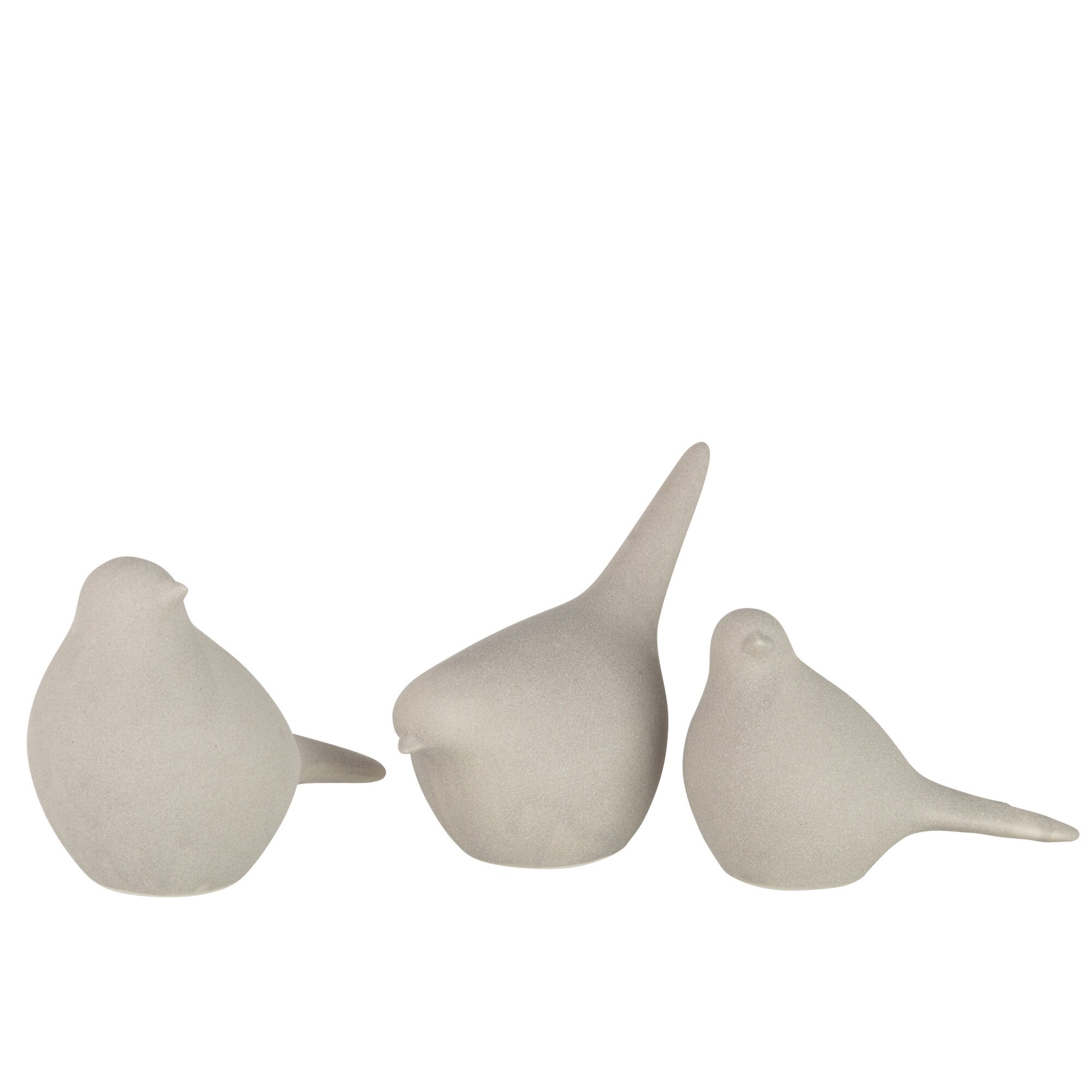 Set 3 pasari stilizate, J-LINE, ceramica, gri, 19,5x11x18cm - eMAG.ro