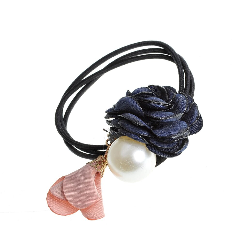 Elastic de par cu flori si perla acrilica alba, Meli Melo Paris - eMAG.ro