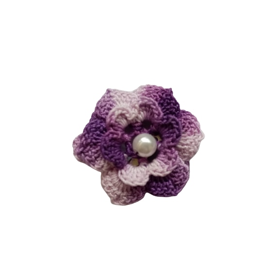 Brosa handmade dama, model floare, mov 4,5 cm - eMAG.ro