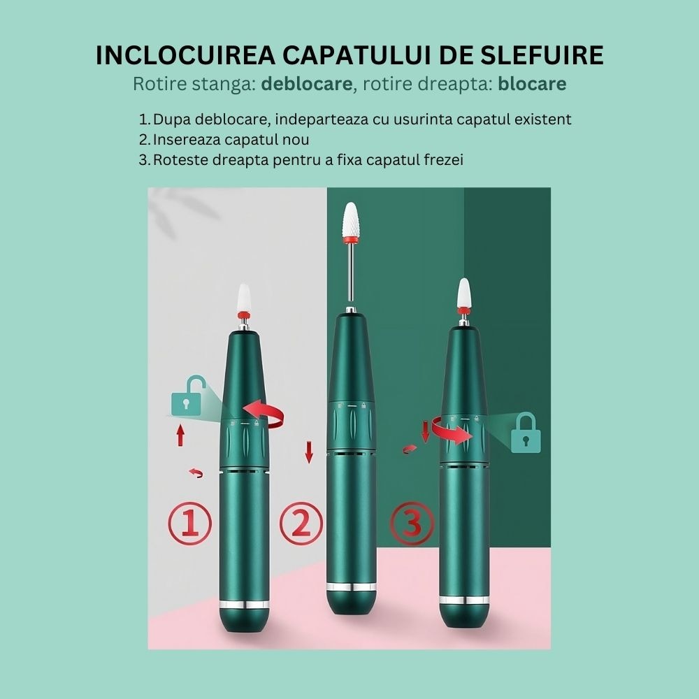 Freza de unghii manichiura-pedichiura, Alimentare cablu USB, 30000 RPM ...