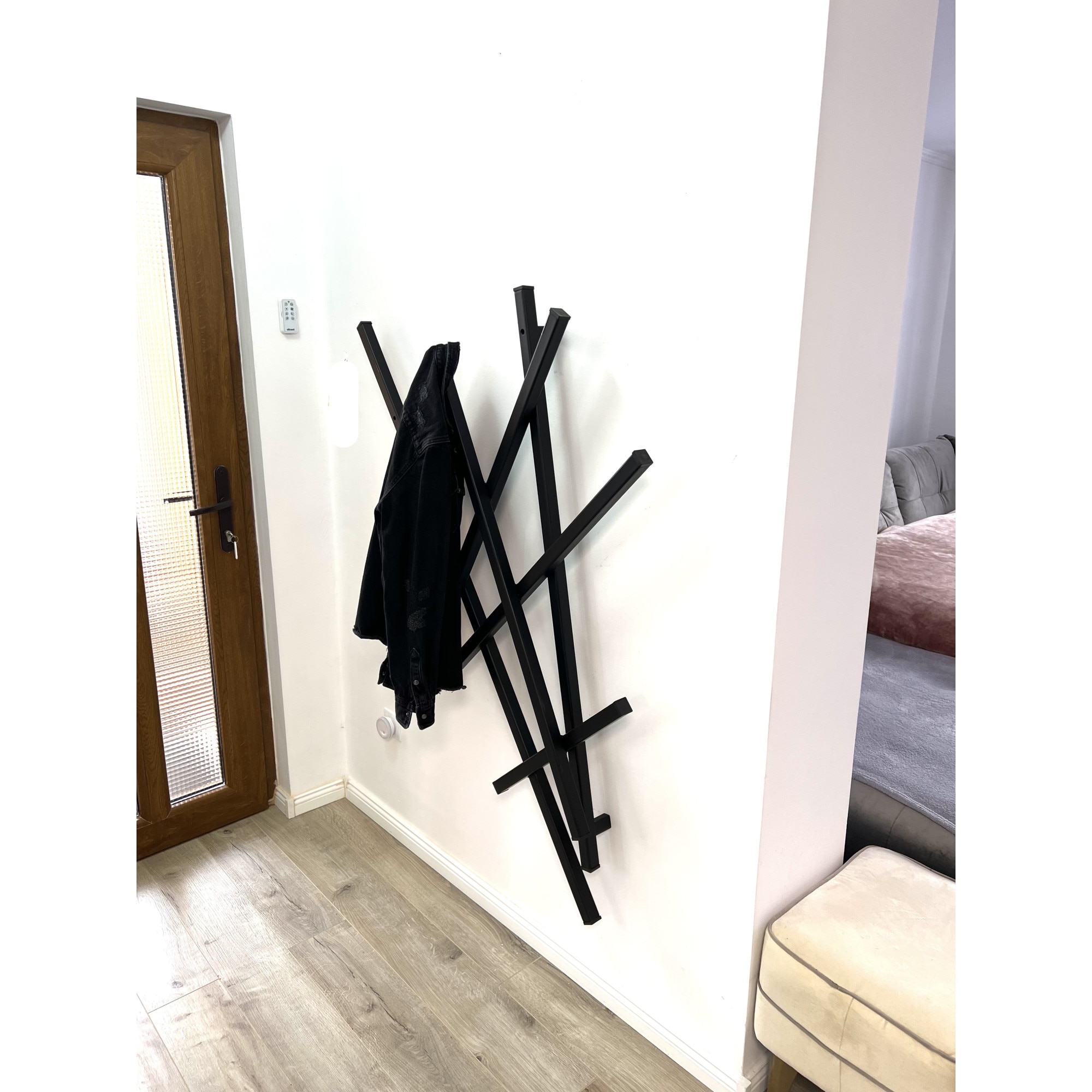 Cuier metalic de perete Daden Black, ultra modern, design abstract, 6 ...