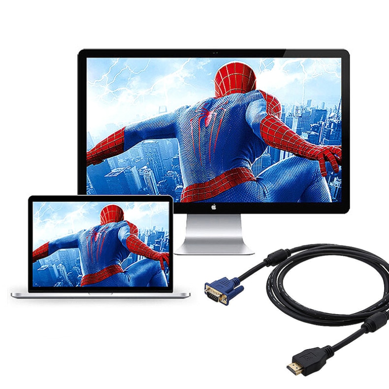 Cablu HDMI la VGA 1024p Negru, compatibil cu PC, DVD si HDTV - eMAG.ro