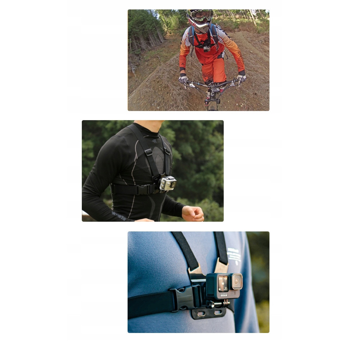 Set suport piept pentru GoPro 4, 5, 6, 7, 8, 9, 10, Negru - eMAG.ro