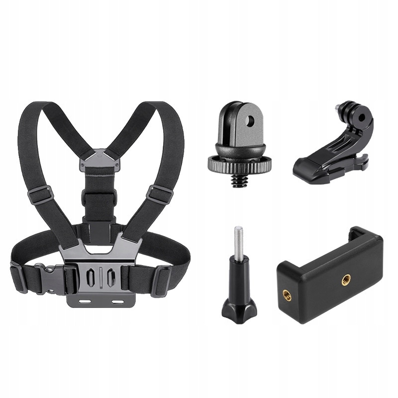 Set suport piept pentru GoPro 4, 5, 6, 7, 8, 9, 10, Negru - eMAG.ro