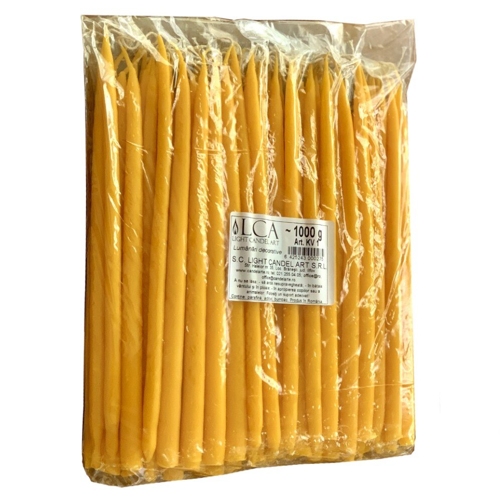 Set 3 x Lumanari Menaj cu Varf Portocaliu, Conice, 1000 g - eMAG.ro