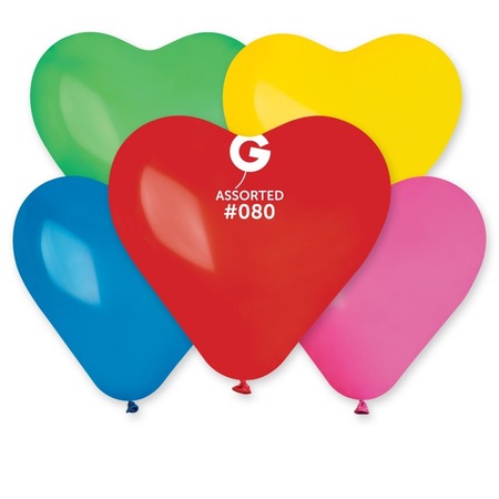 Set 50 baloane latex asortate, forma inima, 44cm - eMAG.ro