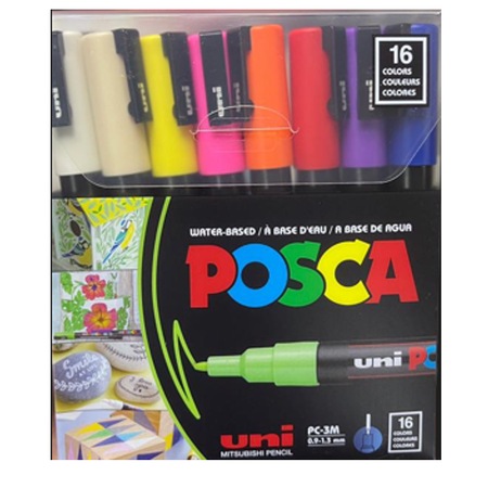 Set 16 markere, posca PC-3M, permanenete, multicolor - eMAG.ro