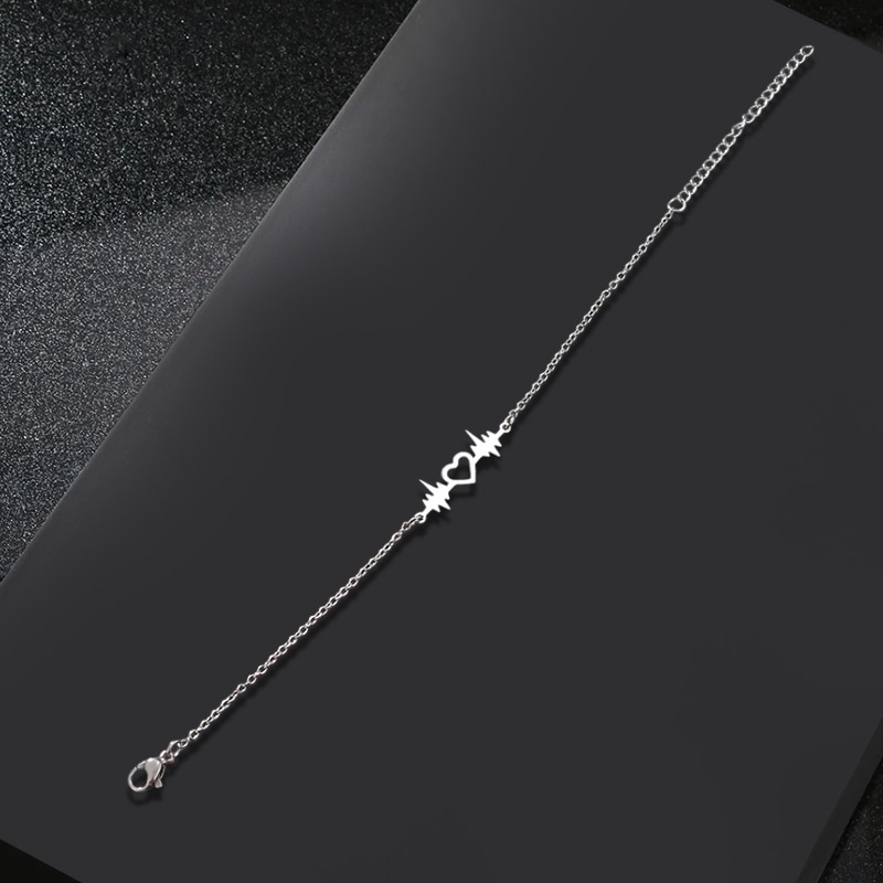 Bratara dama, model EKG batai de inima, pandantiv inimioara cu puls ...