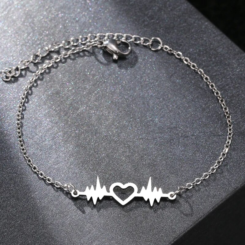 Bratara dama, model EKG batai de inima, pandantiv inimioara cu puls ...
