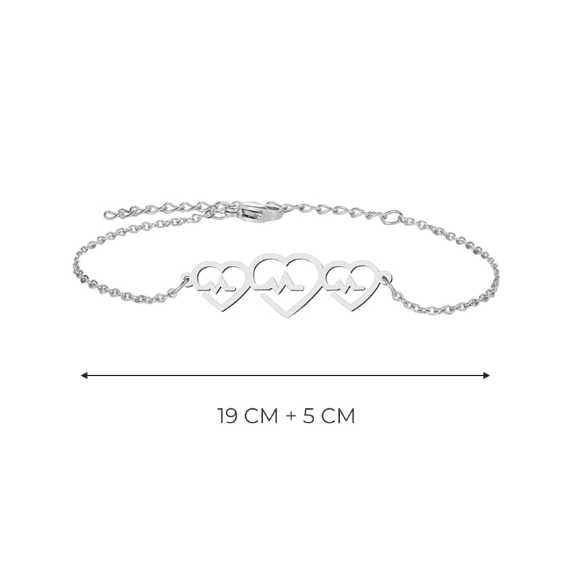 Bratara dama, model familie de inimi, pandantiv trei inimioare cu puls ...