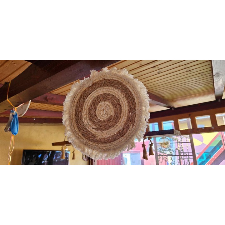 Decoratiune de perete macrame, stil rustic, 25 cm - eMAG.ro