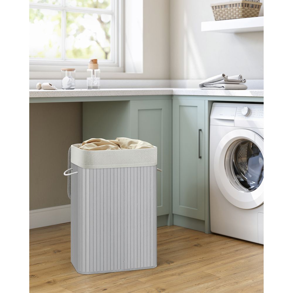 Cos de rufe cu capac din bambus, pliabil, detasabil si lavabil la ...