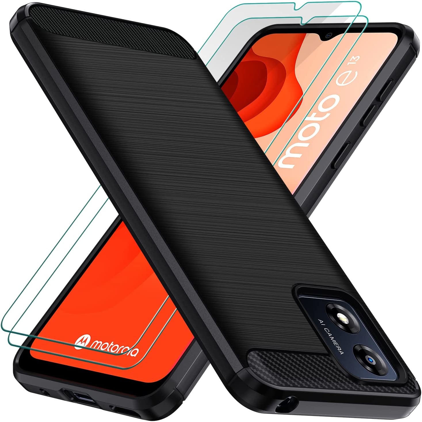 Set husa telefon si 2 folii protectie ecran, Silicon/Sticla securizata ...