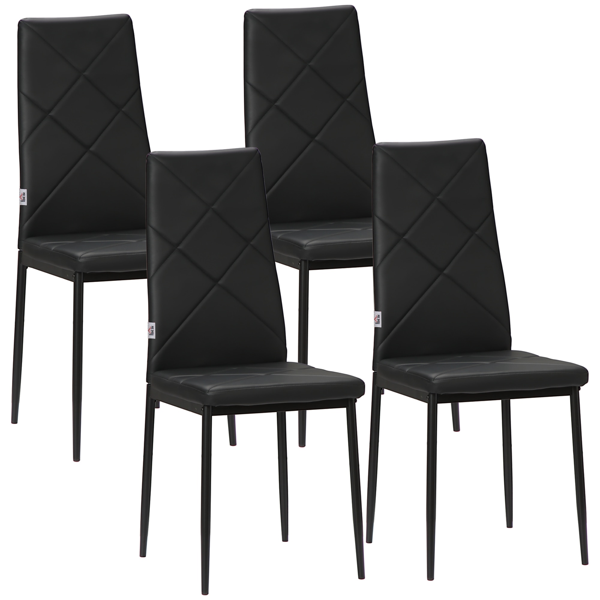 Set 4 scaune, Homcom, Piele ecologica/Otel, 41x50x97cm, Negru - eMAG.ro