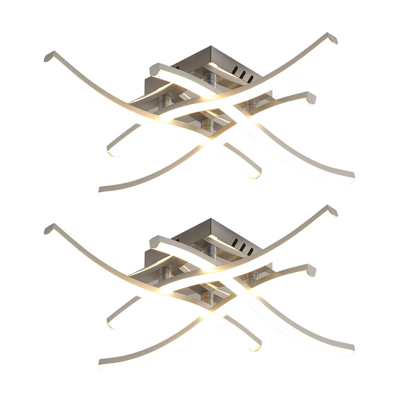 Set 2 x lustre, Goeco, Aluminiu/Plastic, 24 W, LED, Argintiu - eMAG.ro