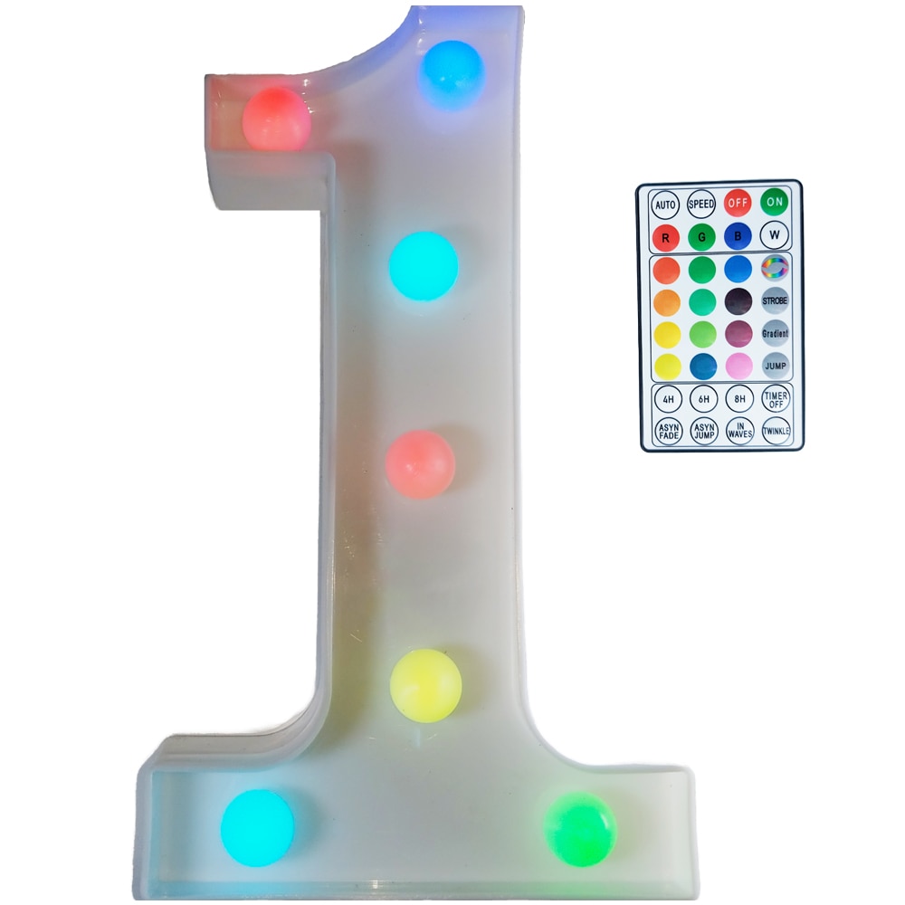 Cifra volumetrica led numarul 1, luminoasa, 3d, cu telecomanda pentru ...