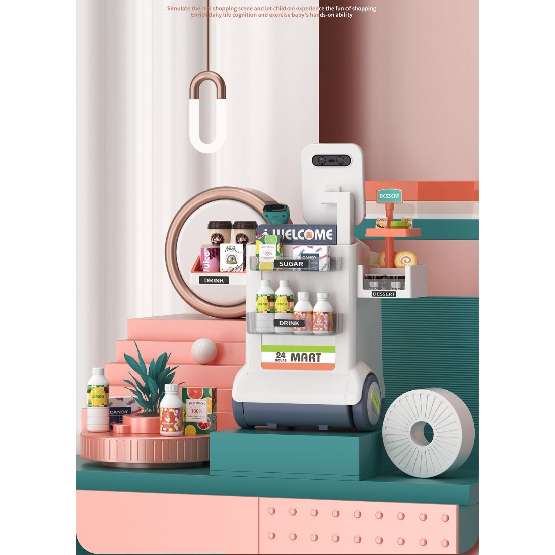 Детски комплект за игра, Игра в супермаркет, Включва касов апарат ...