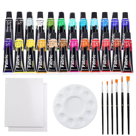Set vopsele acrilice, Zggzerg, 24 Culori x 12 ml/Tub, Cu 6 pensule, 2 ...