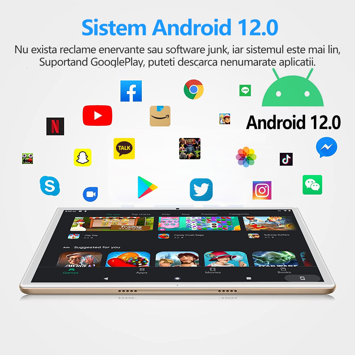 Tableta TOSCIDO T22, 10.1", Octa-Core, Android 12.0, 4GB RAM, 64GB ROM ...