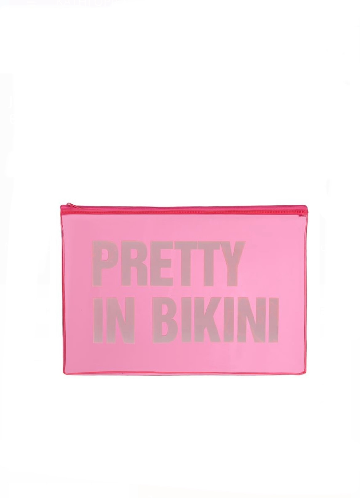 Portfard pentru plaja cu fermoar, transparent fucsia neon, mesaj ...