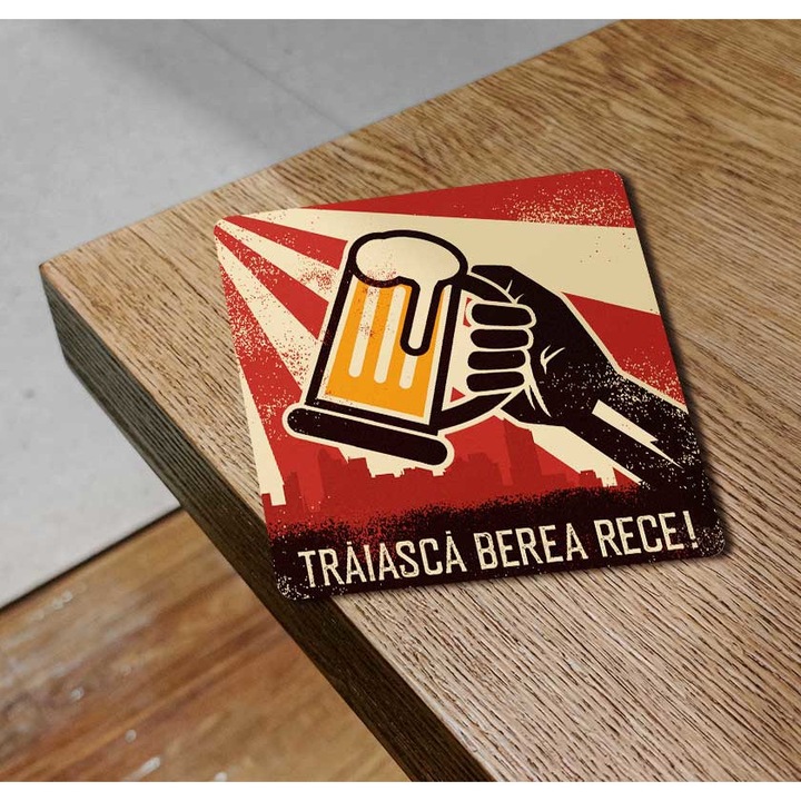 Suport de pahare, Traiasca berea rece, 10x10cm - eMAG.ro
