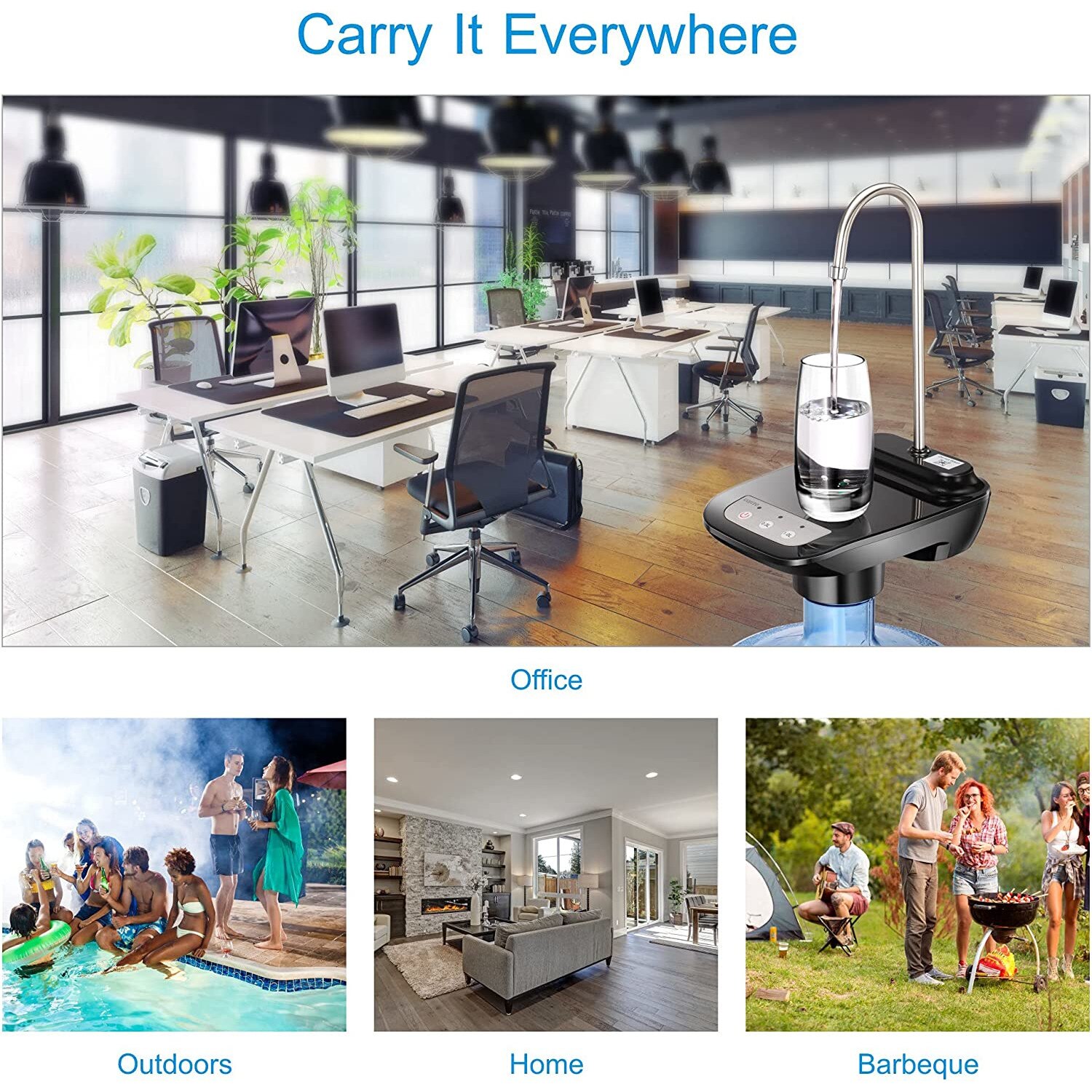 Dozator de apa, Inox/ABS, Negru - eMAG.ro