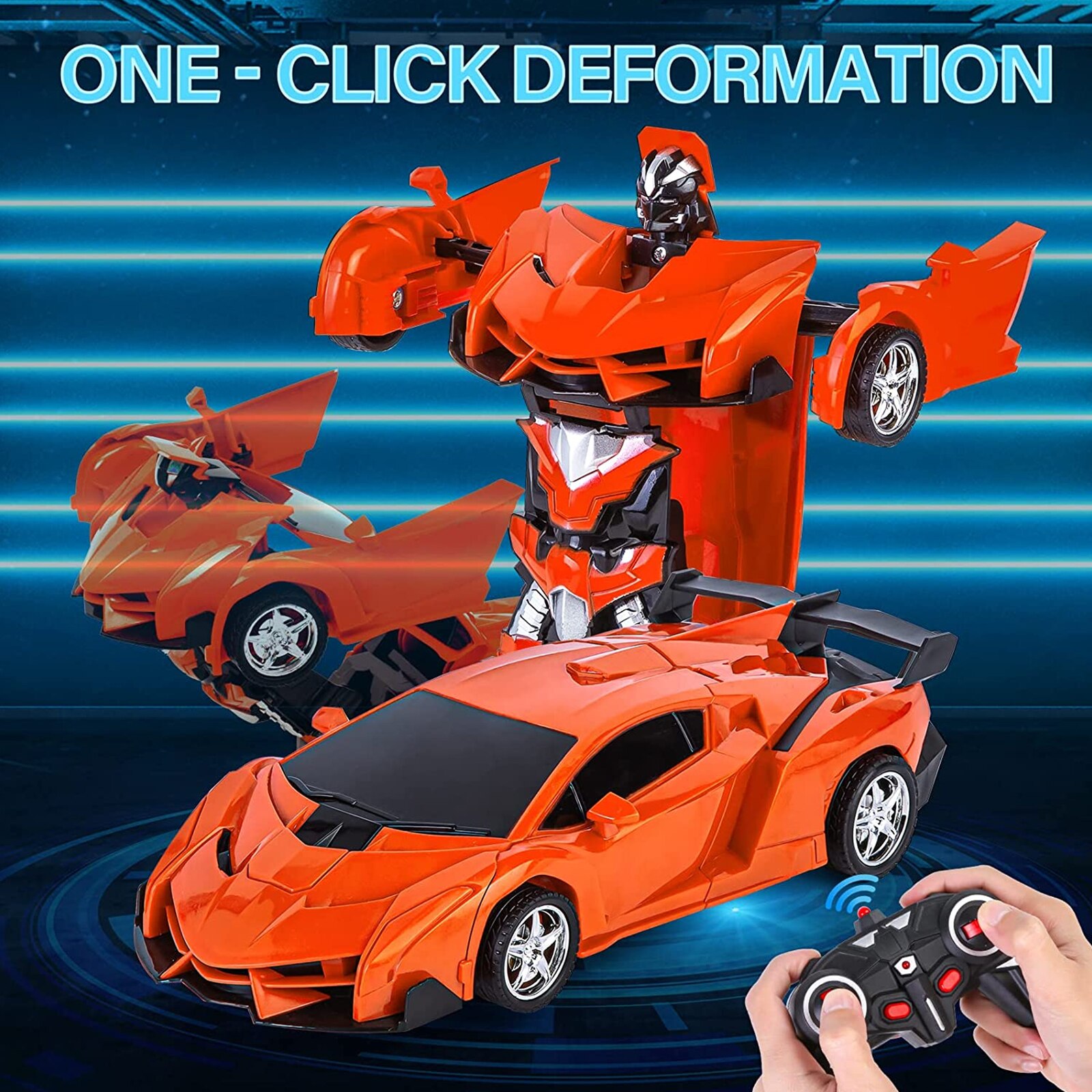Robot transformer cu telecomanda, Darklove, Scara 1:18, Cu rotire la ...