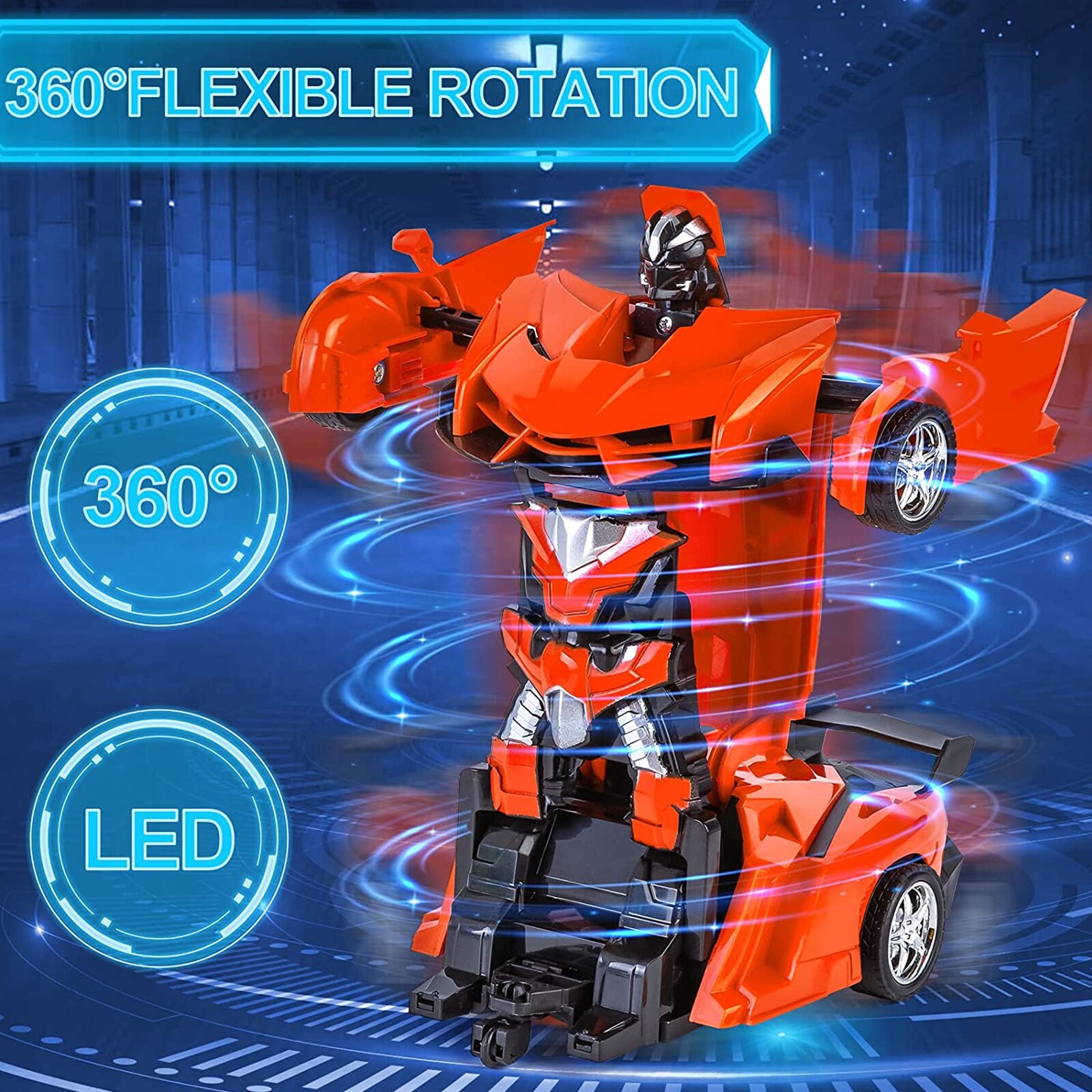 Robot transformer cu telecomanda, Darklove, Scara 1:18, Cu rotire la ...
