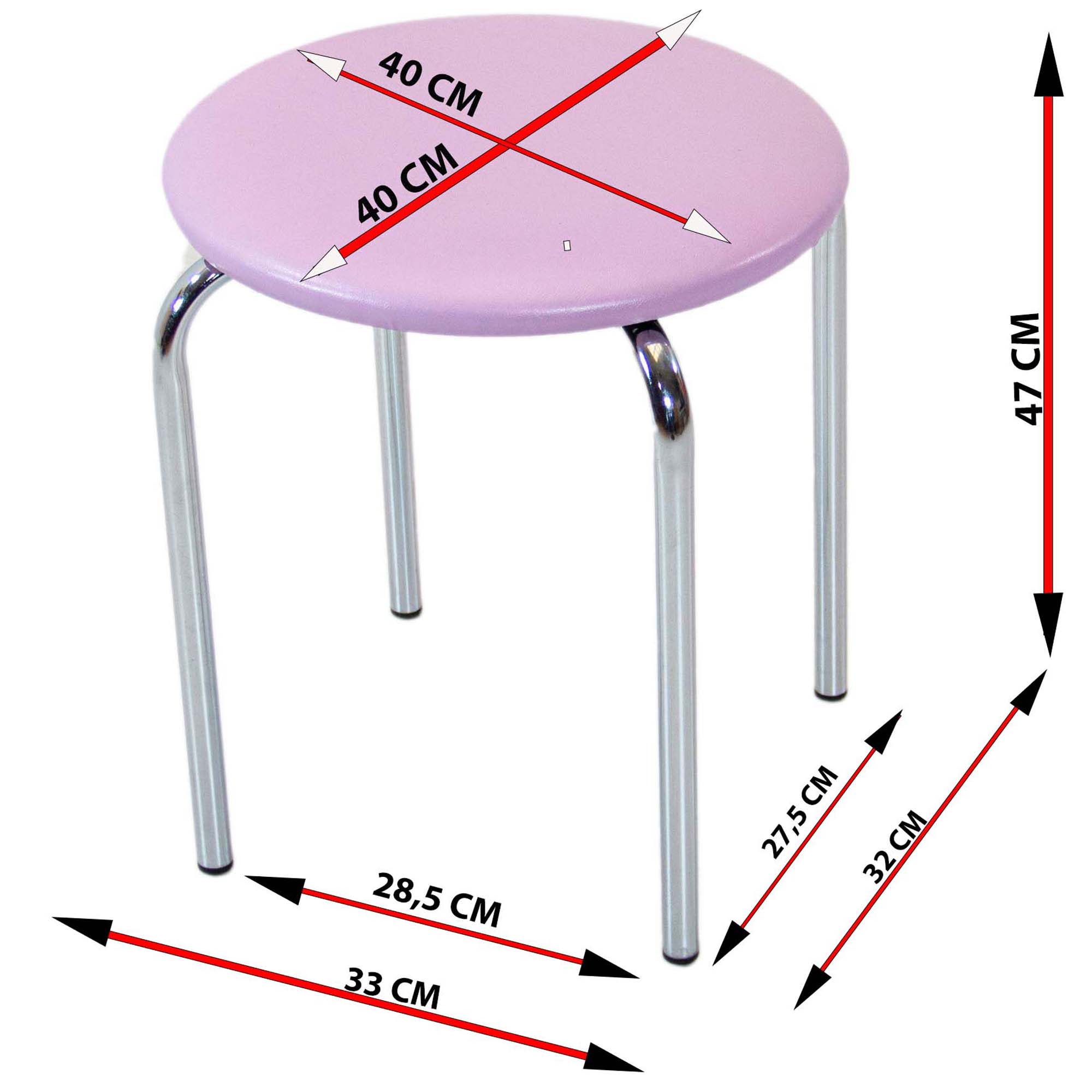 Scaun tip taburet, DENVER, Sofia, cadru cromat, tapitat, piele ...